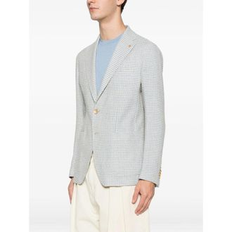 Tagliatore Light Blue Houndstooth Blazer - Blue