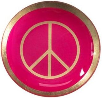Gift Company Love Plates, Glasteller S, Peace, rund, neon pink, 10x0,8x10cm