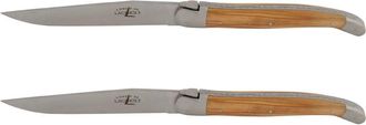 Forge de Laguiole Tafelmesser Set Olivenholz INOX 2-teilig