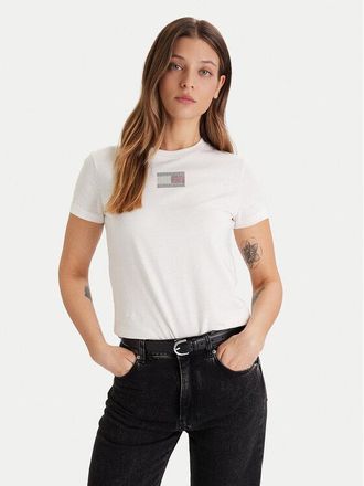 Tommy Jeans T-Shirt Party Flag DW0DW21965 &Eacute;cru Regular Fit