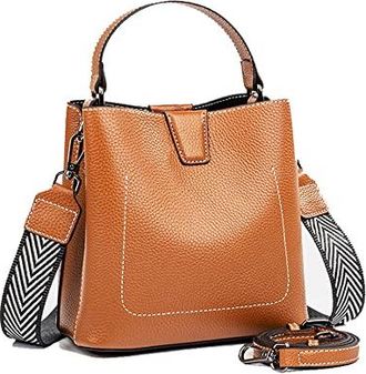 Generic Sac &agrave; bandouli&egrave;re en cuir v&eacute;ritable pour femme - Grand sac &agrave; main tendance - Sac &agrave; bandouli&egrave;re pour femme, jaune, large