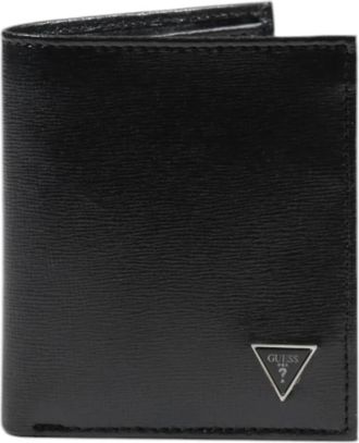 Guess Homme, Accessoires, Noir, Taille: ONE Size Portefeuille Bifold en Cuir Noir avec Logo