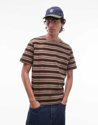 Wood Wood Double A By Wood Wood - Easton - T-shirt &agrave; rayures - Marron-Brown