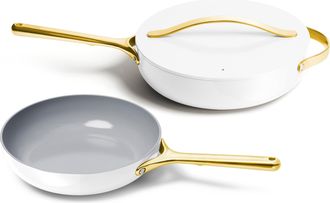 Caraway Keramikbeschichtete Bratpfanne und Schmorpfanne Duo - Wei&szlig;
