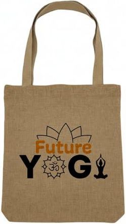Fabulous Sac Shopping Tote Bag Aspect Lin - Future Yogi Zen Yoga Maison - Sac de Courses Toile Epaisse 360g Beige Naturel Cabas Port&eacute; Epaule Solide Imprim&eacute; en 