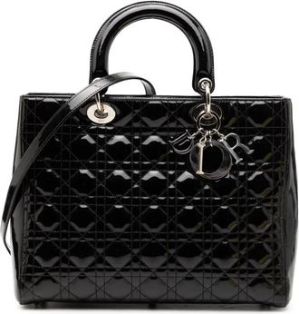 Dior 2011 Large Patent Cannage Lady Dior satchel - Schwarz