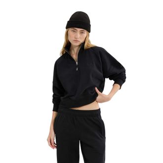 Ellesse Carrera Sweatshirt f&uuml;r Damen, mit kurzem Rei&szlig;verschluss (Schwarz)