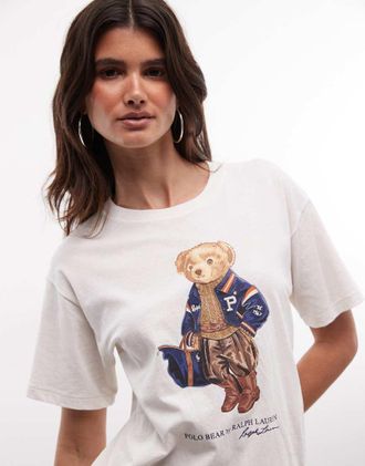 Polo Ralph Lauren t-shirt en maille avec ours blanc