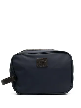 Paul & Shark trousse de toilette &agrave; bords en cuir - Bleu