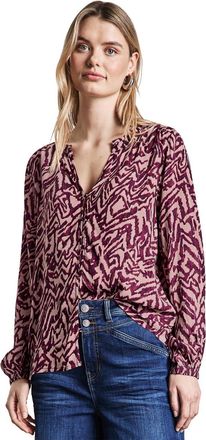Street One Damen A345323 Bedruckte Bluse, Mulberry Red, 46 EU