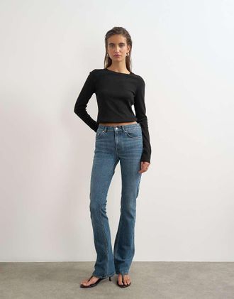 Topshop jean bootcut taille basse ann&eacute;es 90 bleu fonc&eacute;-Noir