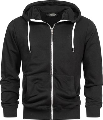 Indicode Herren INChristos Sweatjacke mit Kapuze und Reißverschluss | Hooded Jacket Kapuzenjacke für Männer Black, 3XL