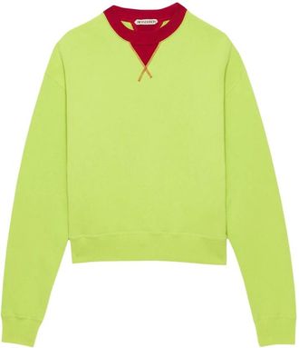 J.W.Anderson Femme, Sweatshirts et sweats &agrave; capuche, Vert, Taille: 40 FR Contrast Collar SweaT-shirt