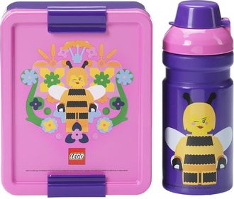 Room Copenhagen LEGO LUNCH SET - ICONIC Design, Spaßig & Funktional - 390 ml Flasche und Brotdose für Kinder & Erwachsene, für Mahlzeiten unterwegs, Violett