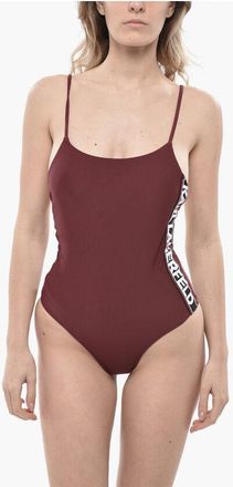 Karl Lagerfeld Solid One-Piece Swimsuit with Side Logo Band size Xs