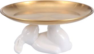Yarnow Gold Schmuckschale 8 Zoll Edelstahl Obstschale Hase Figur Tortenplatte Kuchenständer Metall Serviertablett Schminktisch Tablett Schmuck Organizer für 