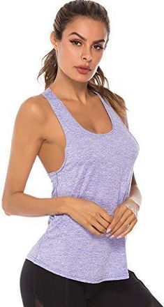 Generic D&eacute;bardeur de course &agrave; pied &agrave; dos nageur pour femme - Coupe ample - Sans manches - Chemisier de printemps basique - Solide - D&eacute;bardeurs de sport d&eacute;cont