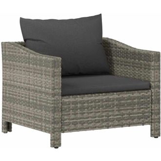 vidaXL Fauteuil de jardin avec coussin Gris R&eacute;sine tress&eacute;e