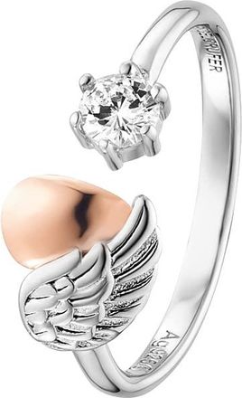 Engelsrufer Damen Ring Herzflügel aus Sterling Silber - besetzt mit einem Zirkonia Stein - größenverstellbar - nickelfrei