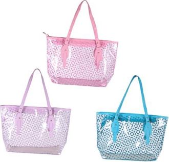 Hemoton Sac de Plage Femme Imperm&eacute;able PVC &agrave; Motifs Ronds Sac &agrave; Main Cabas Mode pour Plage et Natation Bleu