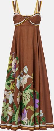 Alemais Al&eacute;mais Robe midi Alfie en lin &agrave; fleurs