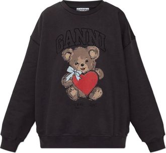Ganni Femme, Sweatshirts et sweats &agrave; capuche, Gris, Taille: 42 FR SweaT-shirt Imprim&eacute; avec Sequins Scintillants