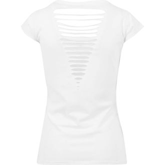 Build Your Brand Ladies Back Cut Tee Damen T-Shirt Shirt Top Kurzarm kurz&auml;rmlig, Farbe:White, Gr&ouml;&szlig;e:XS