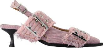 Ganni Femme, Chaussures, Rose, Taille: 36 EU Escarpin f&eacute;minin &agrave; franges et boucle