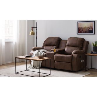 Modoform home24 Kinosofa II Braun Microfaser 180 x 101 x 102cm Modern