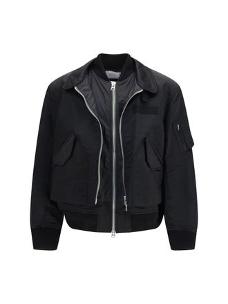 sacai Mens Double Jacket Cotton Chino & Nylon Black
