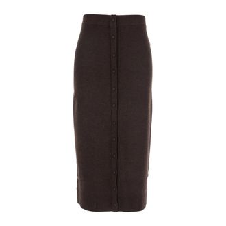 Victoria Beckham Midi-Rock mit Knopfdetail Braun - - Skirts - Damen - Braun - S