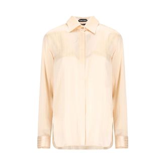 Tom Ford Femme, Blouses et Chemises, Beige, Taille: 36 FR Whitney Striped Fluid Shirt