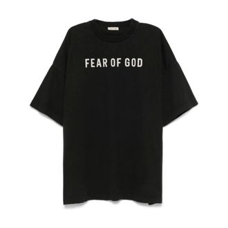 Fear of God Homme, Tops, Noir, Taille: M T-shirt Noir Ras du Cou en Jersey avec Logo