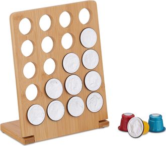 Relaxdays Kapselhalter kompatibel mit Nespresso, f&uuml;r 20 Kapseln, Kaffeekapselhalter Bambus, HxBxT: 23 x 18 x 9 cm, Natur