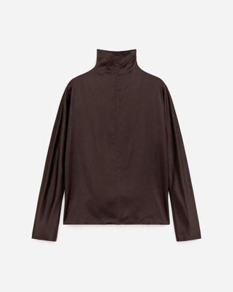 Arket Satinoberteil Mit Stehkragen -Braun