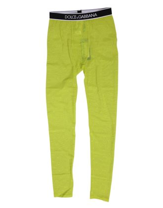 Dolce & Gabbana Womens Nylon Logo Lace Leggings Green Elastane