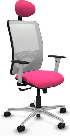 Piqueras y Crespo Computerstuhl Rosa Zulema mit wei&szlig;en und schwarzen Armlehnen, h&ouml;henverstellbare Lendenwirbelst&uuml;tze und festes Kopfteil, ausgestattet mit 3 Positionen,