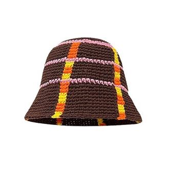 Generic Chapeau de soleil pour adolescentes et filles - Chapeau de seau en crochet pour femme - Bonnet tricot&eacute; &agrave; la main - Pliable - Chapeau de plage - Tendan