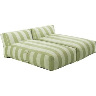 Oviala Salon de jardin modulable avec 2 m&eacute;ridiennes ray&eacute;es vert cactus - Mixi