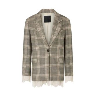 Liu Jo Karo-Blazer mit Spitzendetails - - Jackets - Damen - Beige - XS