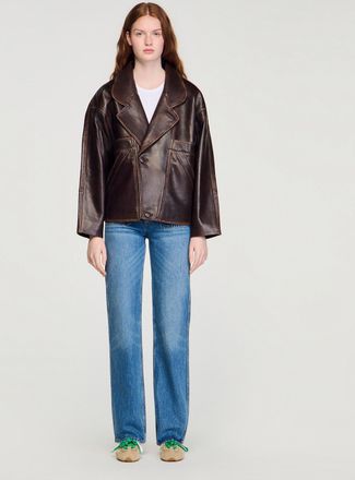 Sandro Blouson en cuir oversize