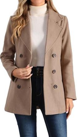 Allegra K Manteau Mi-Cuisse À Revers Pour Femmes Costume dHalloween Kaki2 XS