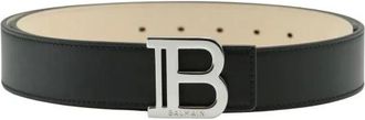 Balmain Homme, Accessoires, Noir, Taille: 105 CM Ceinture B en Cuir Lisse