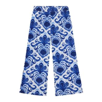 Oltre Palazzo-Hose aus gemusterter Baumwolle - - Trousers - Damen - Blau - S