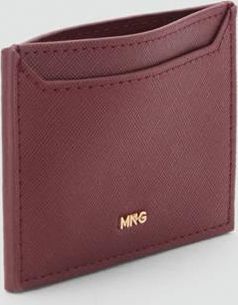 Mango Porte-cartes effet saffiano bordeaux - Femme - Taille unique - MANGO