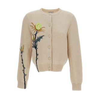 Barrie Kamelien-Motiv Kaschmir-Strickjacke - - Knitwear - Damen - Beige - M