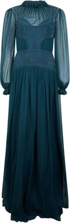 Alberta Ferretti Elegantes langes Kleid mit transparenten &Auml;rmeln - - Dresses - Damen - Gr&uuml;n - S