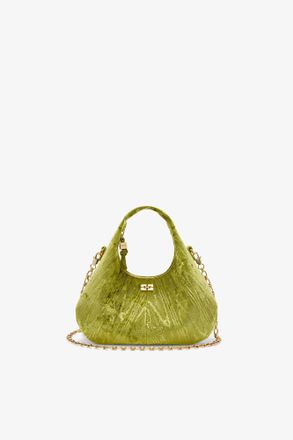 Ganni Mini sac hobo en velours moir&eacute; Vert - Pour Femme