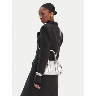 Pinko Handtasche PINKO Bowling Bag Zip Mini AI 25-26 PLTT 105333 A0QO Silberfarben