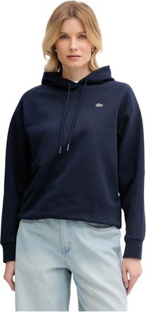 Lacoste SweaT-shirt &agrave; capuche oversize en molleton - Femme - Sweatshirts et sweats &agrave; capuche - Bleu - Taille: 44 FR